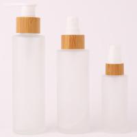 China Base Material Glass Matte Frosted Perfume Clear Glass Bamboo Lid Bottles for Skincare Packing for sale