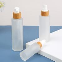 China Base Material Glass Matte Frosted Perfume Clear Glass Bamboo Lid Bottles for Skincare Packing for sale
