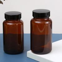 China 8oz 16oz 250ml 300ml 400ml 500ml Amber Brown Pharmaceutical Boston Round Glass Capsule Bottle with Black Cap and Induction Liner for sale
