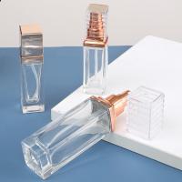 China Sealing Type Luxury Frosted Thick Bottom Square 1oz 30ml 50ml Clear Glass Perfume Bottle with Customized Accepted Logo for sale