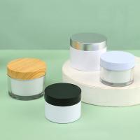 China OEM ODM Clear Double Wall Plastic Jars with Lids 4 oz Black Lids Clear Pet 8 oz Plastic Cosmetic Jars Cream Set 150g 200g 300g for sale
