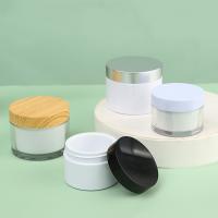 China OEM ODM Clear Double Wall Plastic Jars with Lids 4 oz Black Lids Clear Pet 8 oz Plastic Cosmetic Jars Cream Set 150g 200g 300g for sale