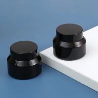 China Sloping Shoulders 15g 20g 30g 50g 100g Amber Black Matte Glass Cream Jar with Glossy Black Cap Samples Process 2-3 days for sale