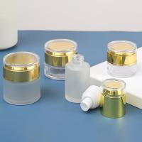 China Logo/Graphic Design Label Clear Frosted Cream Jar Sealed Glass Jar for Cosmetics Sample 15g 30g 50g for sale