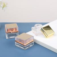 China 15g 30g 50g Clear Square Glass Cosmetic Jar with Rose Golden Lids Customized Colors and Senior PAK Luxury for sale