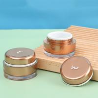 China Customize Labels 15ml 30ml 50ml 100ml 200ml Pink Rose Golden Color Double Wall Acrylic Cosmetic Jar for Sunscreen Cream for sale