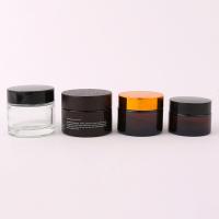 China Customized Colors Matte Black Soft Touch Blue Green Amber Glass Cream Jar With Gold Black Sliver Aluminium Cap 5g 10g 15g 30g 50g 100g for sale