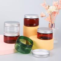 China PET Food 100ml 150ml 250ml 300ml 16oz 32oz Amber Black PET Plastic Cosmetic Cream Jar with Aluminum Lid and Durable for sale