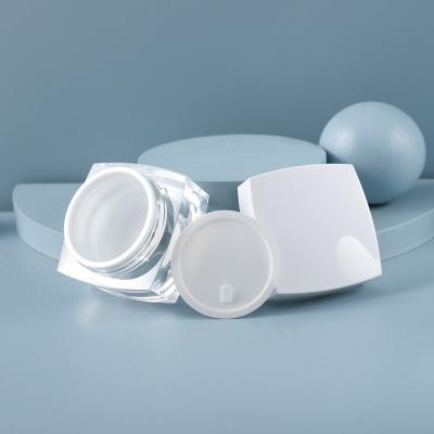 China 5g10g 15g Acrylic Base Material Luxury Black White Frosted Square Skin Care Cosmetic Facial Cream Plastic Container Cream Jar for sale
