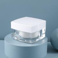 China 5g10g 15g Acrylic Base Material Luxury Black White Frosted Square Skin Care Cosmetic Facial Cream Plastic Container Cream Jar for sale