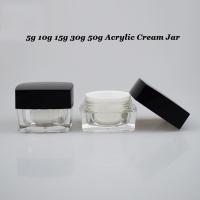 China 5g10g 15g Acrylic Base Material Luxury Black White Frosted Square Skin Care Cosmetic Facial Cream Plastic Container Cream Jar for sale