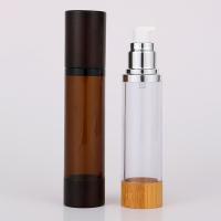 China Collar Material AS Senior PAK Custom 15ml 30ml 50ml 80ml 100ml 120ml Serum Round Cylinder Cosmetic Wooden Bamboo Cream Airless Pump Bottle for sale