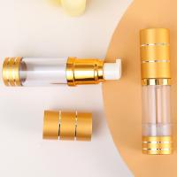 China Frosted Golden Airless Spray Pump Bottle 15ml 30ml 50ml Plastic Purple Airless Serum Bottle With PP Pump for Skincare Packaging for sale