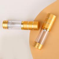China Frosted Golden Airless Spray Pump Bottle 15ml 30ml 50ml Plastic Purple Airless Serum Bottle With PP Pump for Skincare Packaging for sale