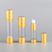 China Frosted Golden Airless Spray Pump Bottle 15ml 30ml 50ml Plastic Purple Airless Serum Bottle With PP Pump for Skincare Packaging for sale