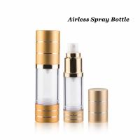 China Frosted Golden Airless Spray Pump Bottle 15ml 30ml 50ml Plastic Purple Airless Serum Bottle With PP Pump for Skincare Packaging for sale