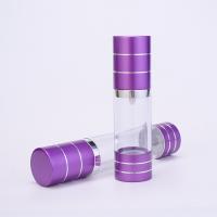 China Frosted Golden Airless Spray Pump Bottle 15ml 30ml 50ml Plastic Purple Airless Serum Bottle With PP Pump for Skincare Packaging for sale