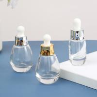 China 15ml 30ml 50ml Mini Luxury Unique Water Drop Shape Essential Hair Oil Dropper Empty Glass Bottle with Silver or Gold Dropper for sale