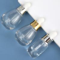 China 15ml 30ml 50ml Mini Luxury Unique Water Drop Shape Essential Hair Oil Dropper Empty Glass Bottle with Silver or Gold Dropper for sale