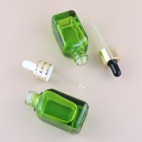 China 15ml 30ml 50ml Unique Green Square Glass Bottle Cosmetic Oil Glass Dropper Bottles Sealing Type Dropper Industrial Cosmetic for sale