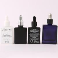 China Square Shape Black White Color Perfume Glass Bottles With Metal Silver Dropper and Customized Logo Printing 10ml 15ml 30ml 50ml for sale