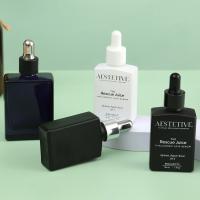 China Square Shape Black White Color Perfume Glass Bottles With Metal Silver Dropper and Customized Logo Printing 10ml 15ml 30ml 50ml for sale