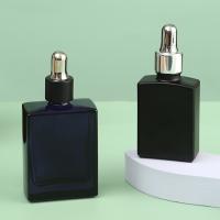 China Square Shape Black White Color Perfume Glass Bottles With Metal Silver Dropper and Customized Logo Printing 10ml 15ml 30ml 50ml for sale