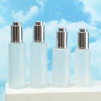 China 30ml Custom Clear Glass Bottle With Pressure Dropper for Cosmetic Skincare Packaging Frosted Color Collar and Free Sample for sale