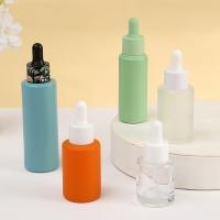 China 1oz Cylinder Flat Shoulder Frosted Dropper Essential Oil Bottle for Other Cosmetic within Glass Material for sale