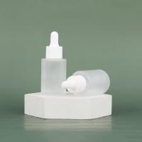 China 1oz Cylinder Flat Shoulder Frosted Dropper Essential Oil Bottle for Other Cosmetic within Glass Material for sale