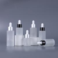 China 1oz Cylinder Flat Shoulder Frosted Dropper Essential Oil Bottle for Other Cosmetic within Glass Material for sale