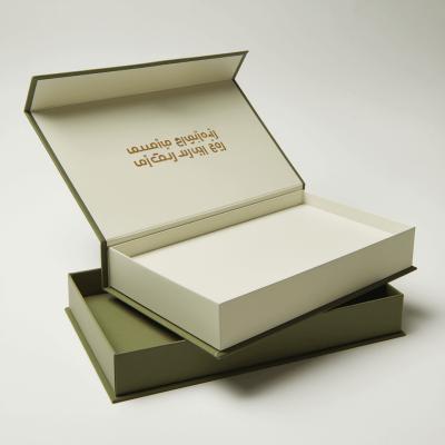 China Luxury Custom Logo Green Black Magnetic Gift Paper Box Recyclable Folding Hard Rigid Packaging Boxes With Magnet Lid for sale