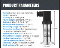 China 50.5mm Chuck Connection 4-20mA 100 Bar Stainless Steel Pressure Sensor for Air Gas for sale