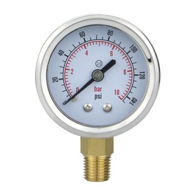 China Y50 50mm Brass Bottom Connection Hydraulic Pressure Gauge with and 2.5% Precision for sale