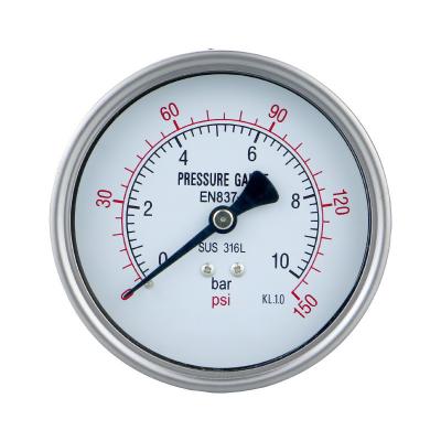 China 4 Inch 600bar Back Connection Stainless Steel Hydraulic Pressure Gauges Manufactured for sale