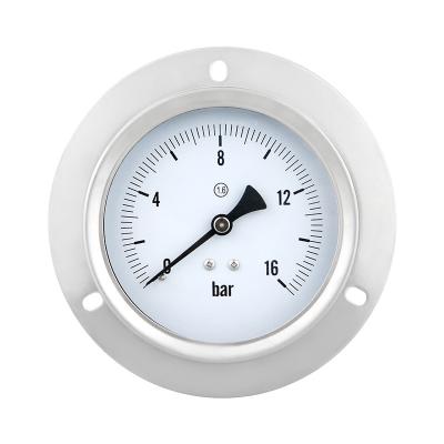 China Stainless Steel Axial Back Pressure Gauge with Flange Edge 100mm Grade 1.0% Precision for sale