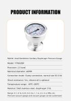 China Nominal Diameter 62.5mm YTP60ZBF Sanitary Diaphragm Pressure Gauge with Glycerin for sale