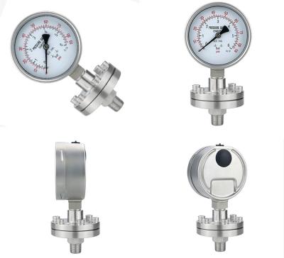 China High Precision YTP100BF 1.6% 304ss Diaphragm Seal Pressure Gauge Manometer 60bar 100mm for sale
