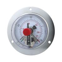 China 100mm 25bar Back Connection Type Electric Contact Hydraulic Pressure Gauge with Flange Edge Made for sale