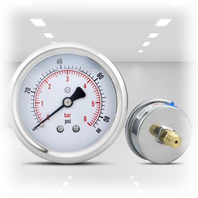 China 60mm Pressure Gauge Total Gas Water Pressure Meter for Biogas Plant Liquid Filled for sale