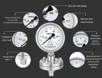 China Matte Stainless Steel 0-10mpa ZG1/2 M20*1.5 Thread Pressure Gauge With Diaphragm for sale