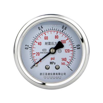 China Clip Type Water Pressure Indicator Gauge 1.6mpa 60mpa Air Oil Hydraulic Axial Shockproof for sale