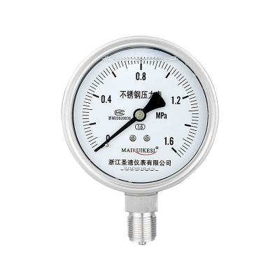 China YN100BF 304ss Stainless Steel Pressure Gauge 0.1-250mpa 0.6% Precision Manometer for sale