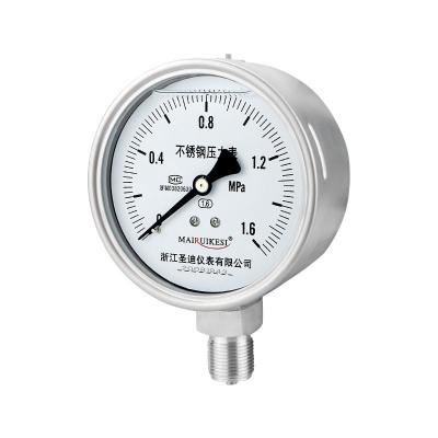 China 1/4 Thread 304ss 100mm Industrial Air Pressure Gauge for Water Gas 1600bar Range for sale