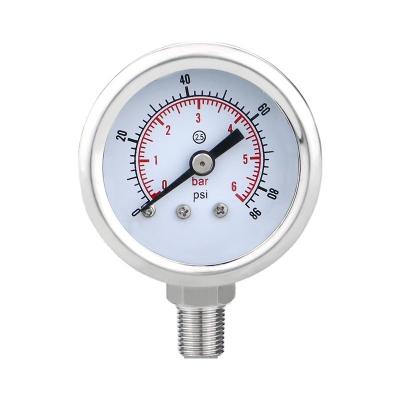 China 4-40mm All Stainless Steel Pressure Gauge Oil-Filled Manometer for Gas and Water Pressure for sale