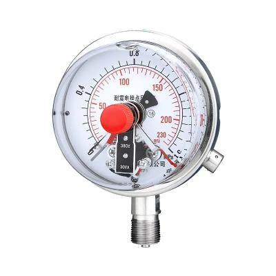 China CE Certified Copper Joint Electric Contact Pressure Gauge 100mm NPT1/2 Gas Manometer for sale
