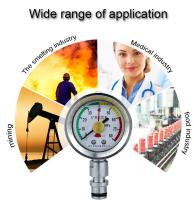 China OEM Dual Memory Pointers Glycerin Pressure Gauge DN10 KJ10 Connected 60/80Mpa Manometer Pressure For Mining for sale