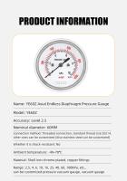 China Customized Support OEM 2.5 Inch 65mm Diaphragm Manometer 16kpa Micro Pressure Gauge for sale