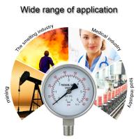 China ZG1/2 Thread Y100BF Pressure Gauge 400bar 1.6% 2.5% Gas Manometer with 100mm Diameter for sale