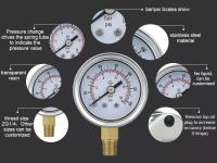 China 1.5 inch 40bar/psi stainless steel case brass connection dry pressure gauge manometer for sale